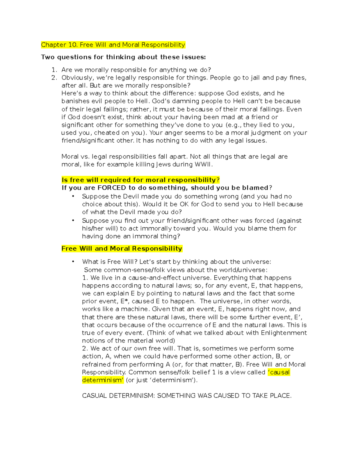 Chapter 10 Summary: Free Will and Moral Responsibility in Philosophy ...