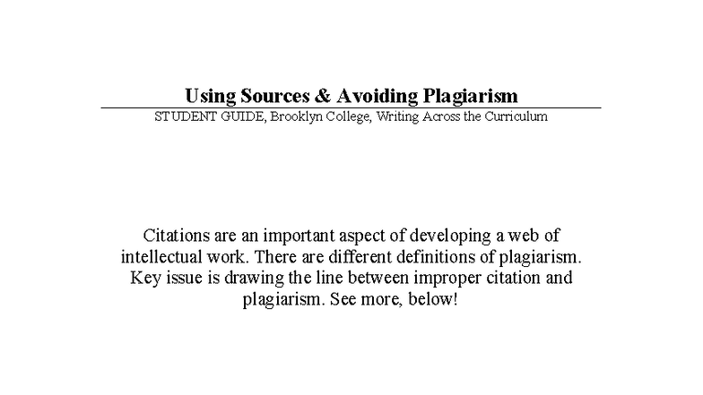 BC-Writing Guide: Using Sources & Avoiding Plagiarism - Studocu