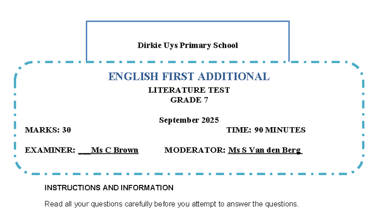 Grade 7 Exemplar Literature Test - English First Additional Language ...
