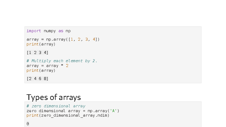 NumPy Arrays and Operations: A Comprehensive Guide (CS101) - Studocu