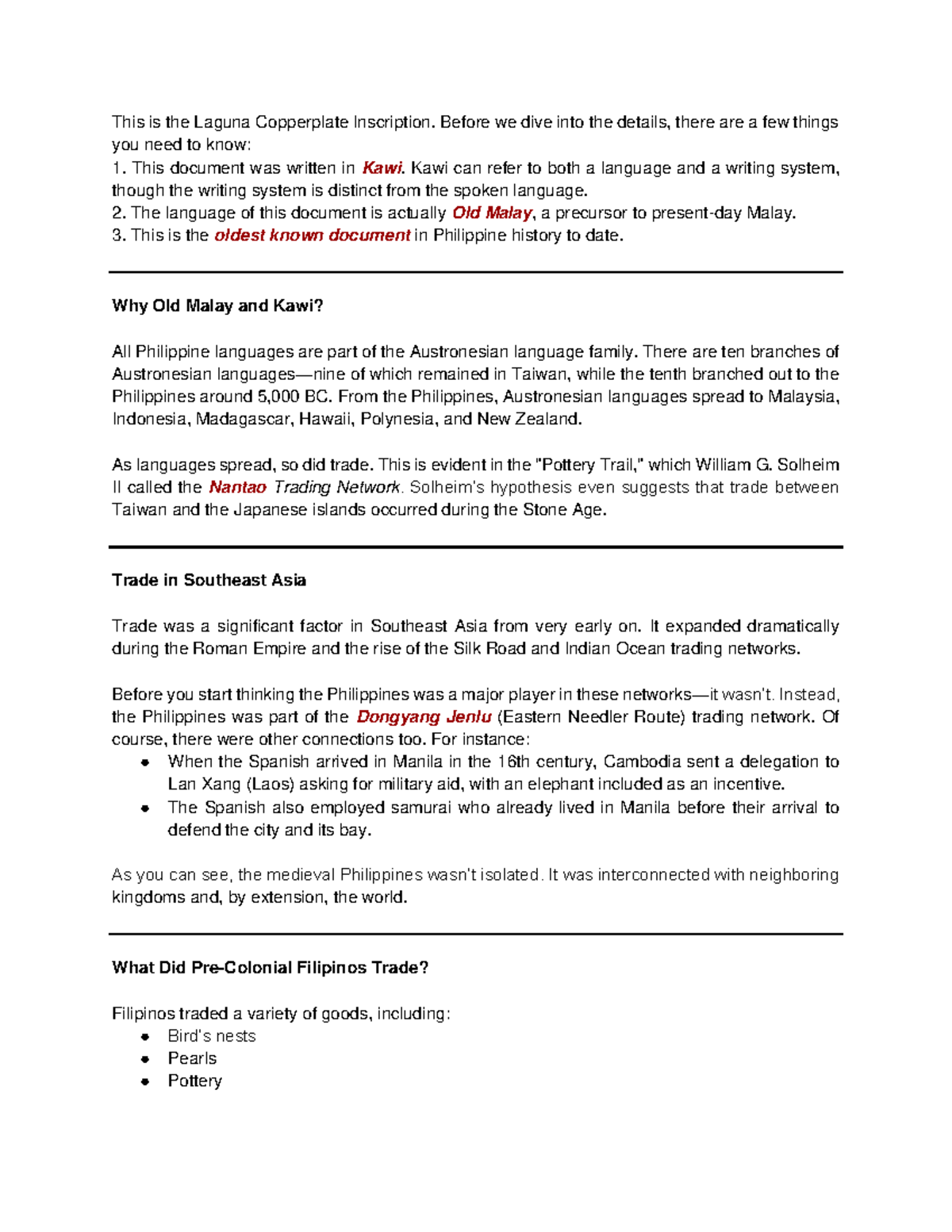 The Laguna Copperplate Inscription: Understanding Precolonial ...