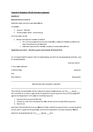 Civil Procedure Final - notes - CHAPTER 16: THE PLEA AND SPECIAL PLEA ...