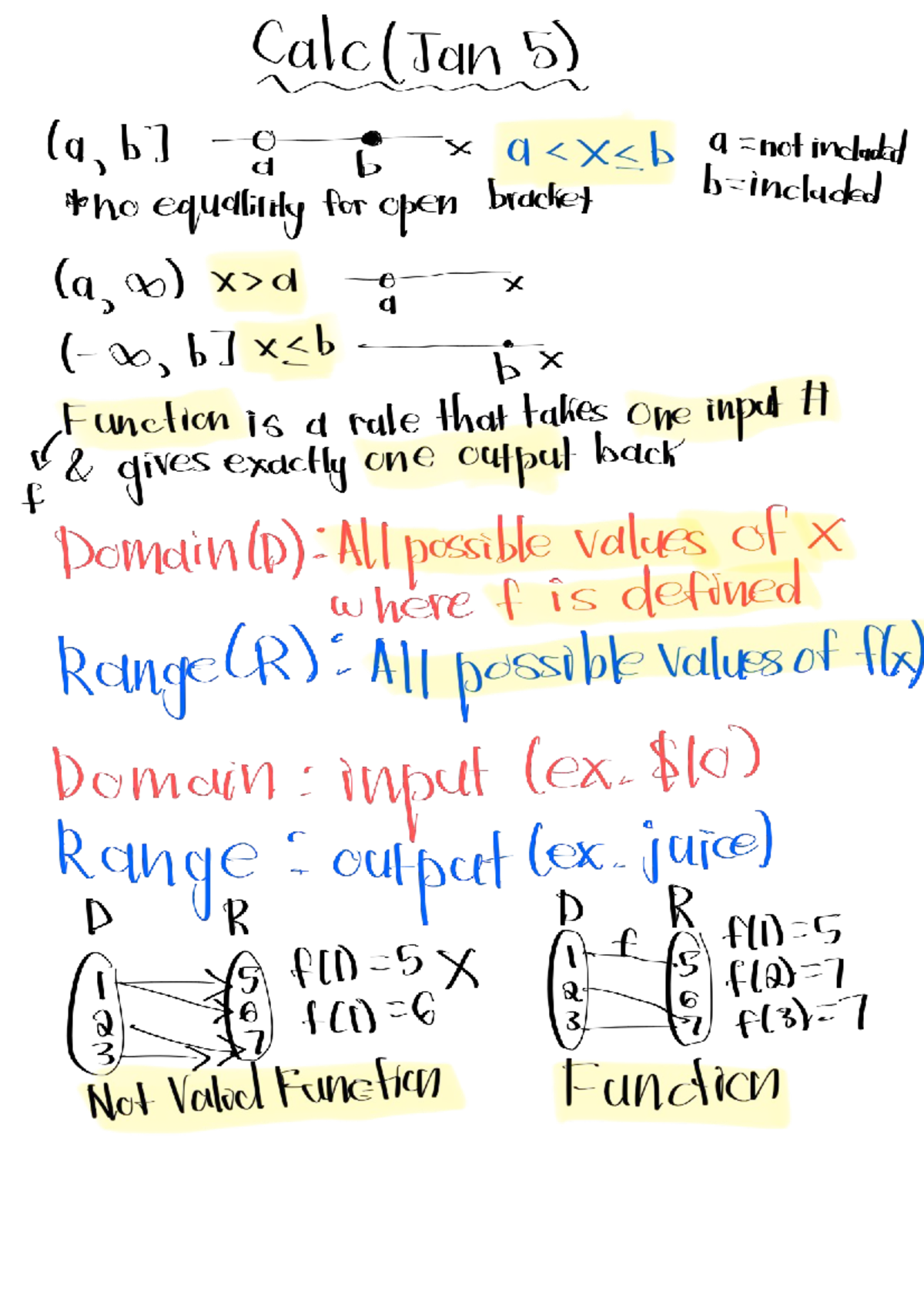 Calculus for Life Science: Domain and Range Concepts - Studocu