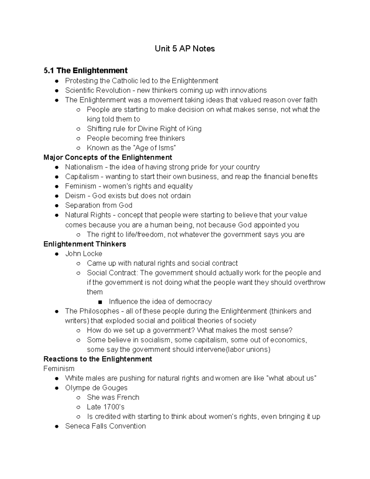 AP World History Unit 5: Enlightenment and Revolutions Notes - Studocu