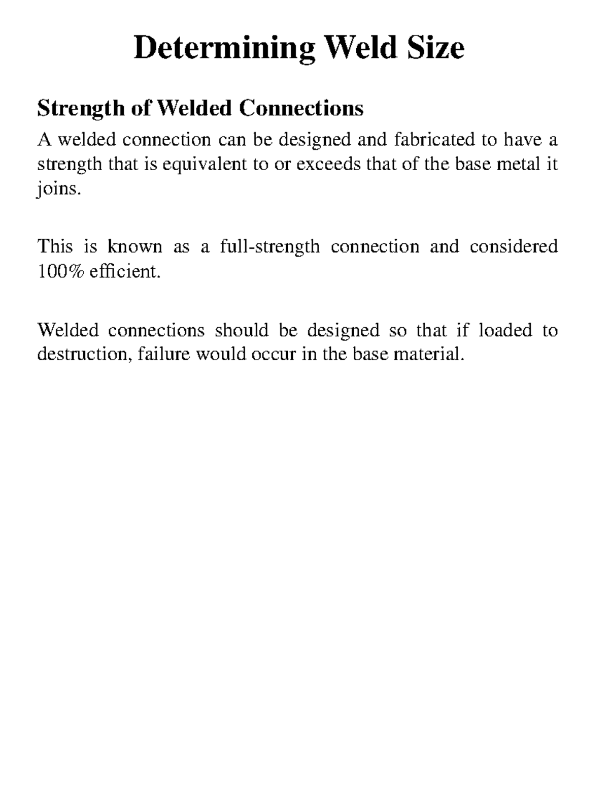 WELD 101: Essential Guide to Weld Size Calculation and Strength - Studocu