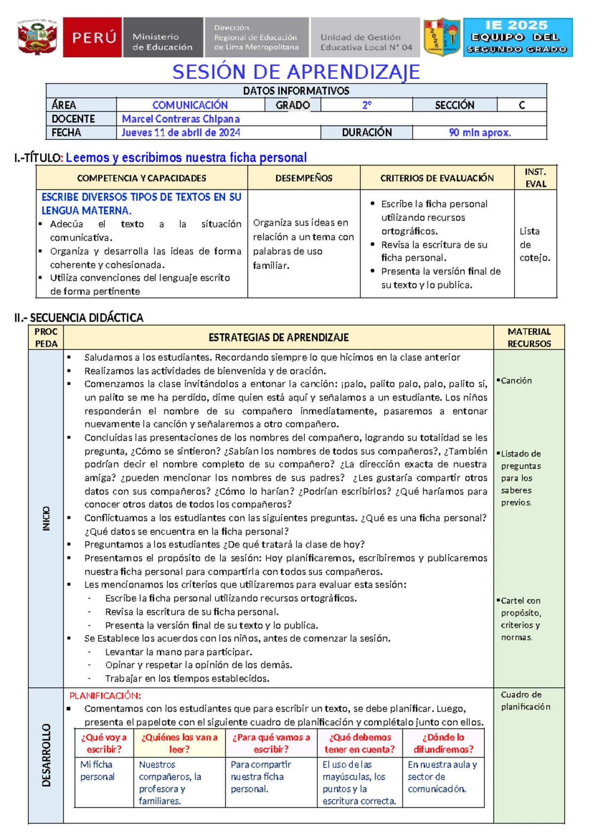Sesión de Aprendizaje N° 158: Elaboración de Cartelera Lectora - Studocu