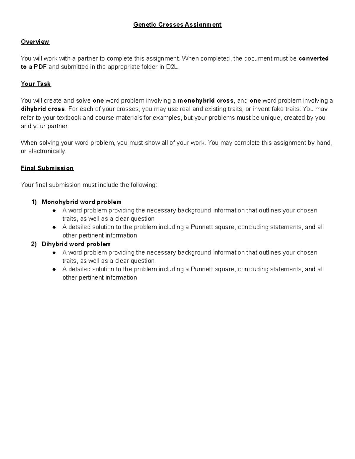 Genetics 5: Monohybrid & Dihybrid Crosses Assignment Overview - Studocu