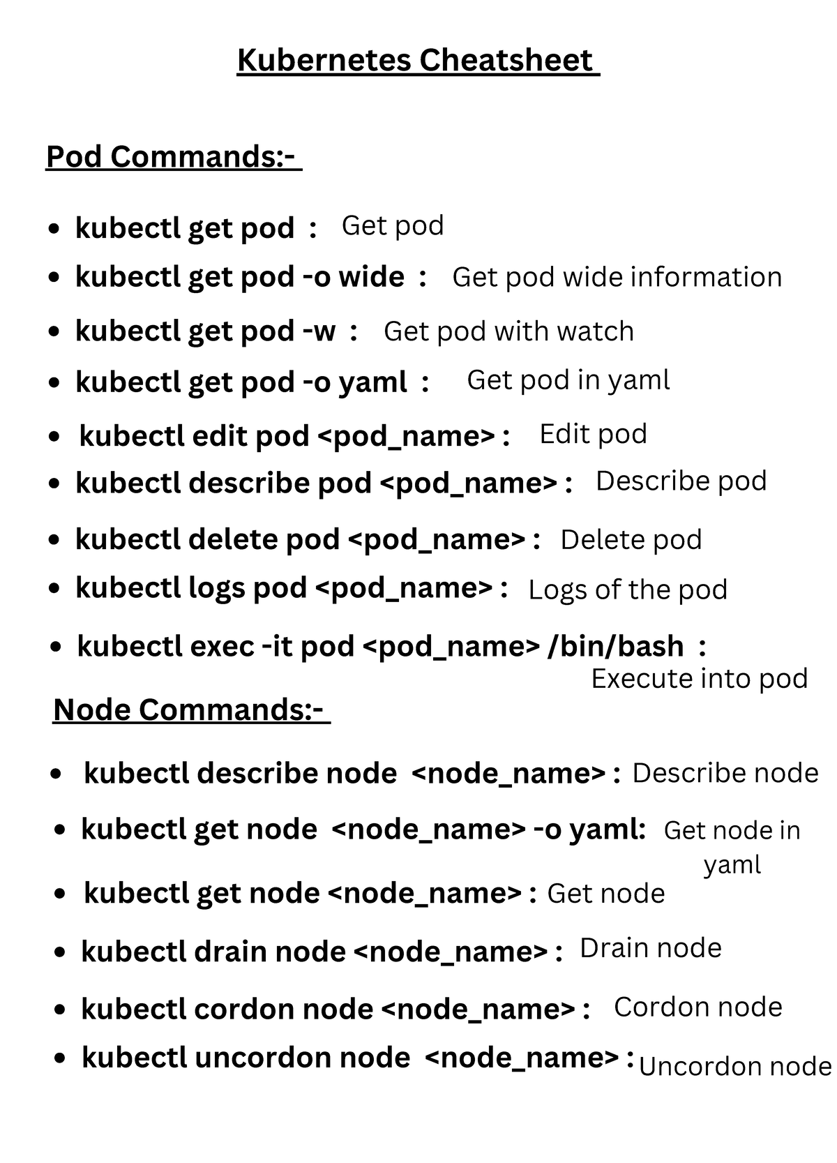 Kubernetes Cheatsheet: Essential Pod & Deployment Commands - Studocu