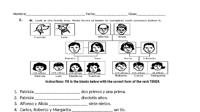 Spanish TENER Verb Conjugation Practice Exercises - Studocu