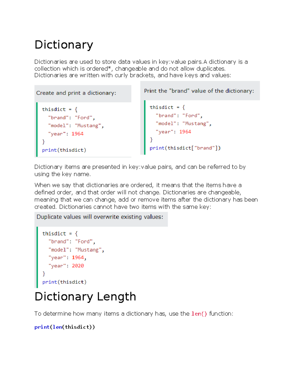 Dictionary - Dictionary Dictionaries are used to store data values in ...