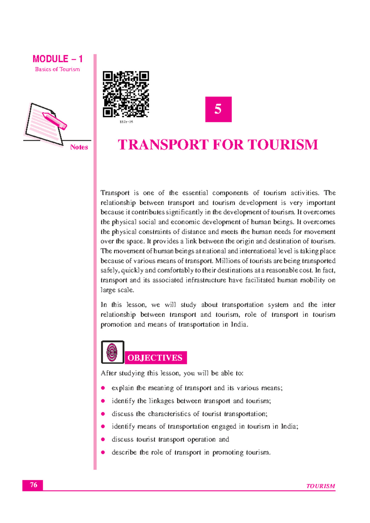 MODULE 1: Transport for Tourism - Basics of Tourism 5 Notes - Studocu