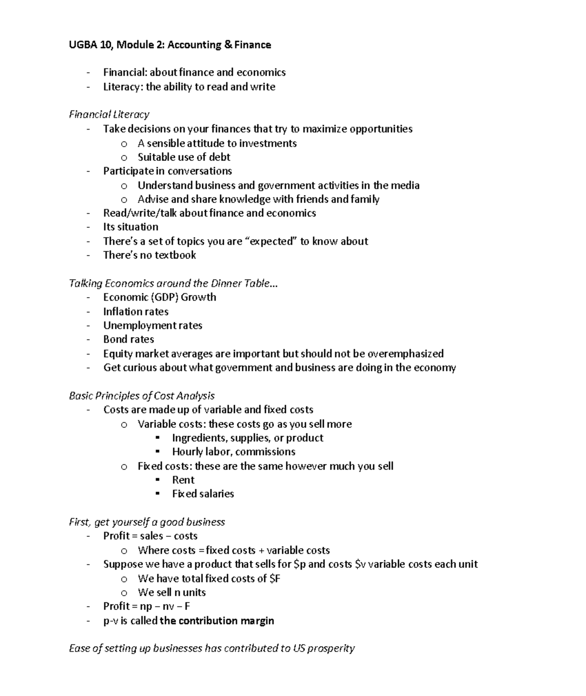 Accounting finance study guide - UGBA 10, Module 2: Accounting ...