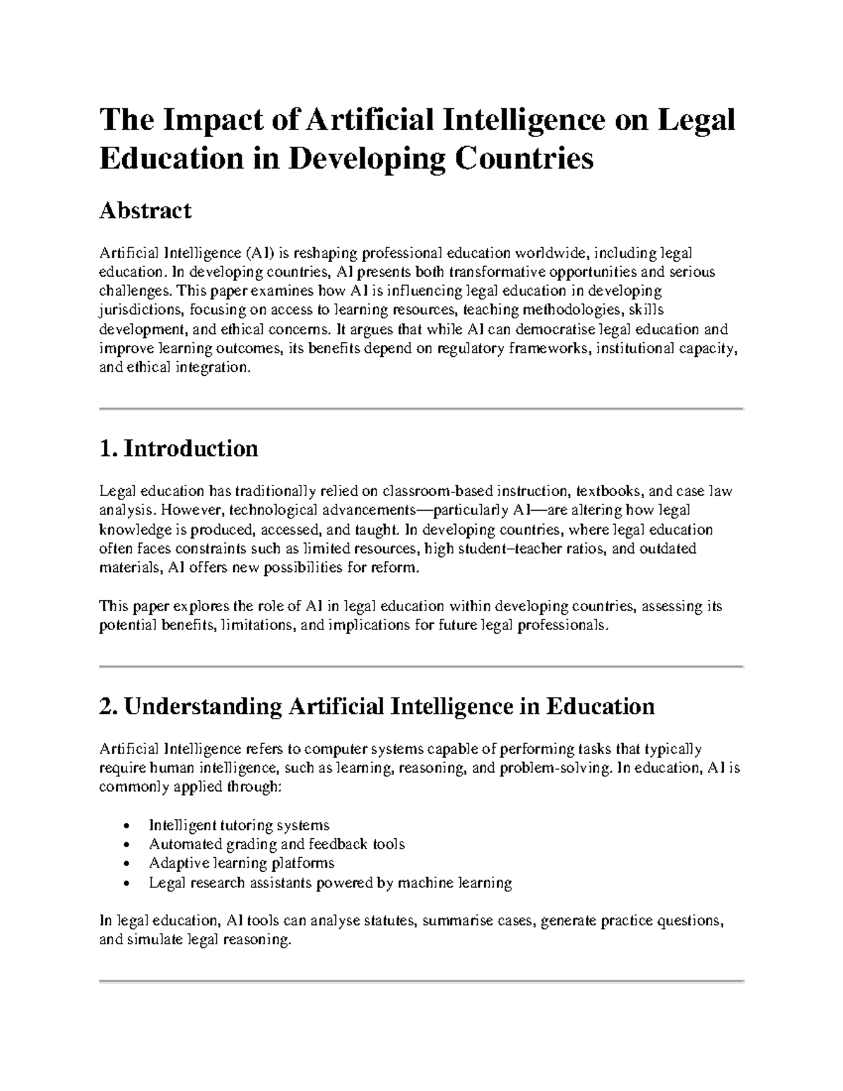 AI's Influence on Legal Education in Developing Countries ...