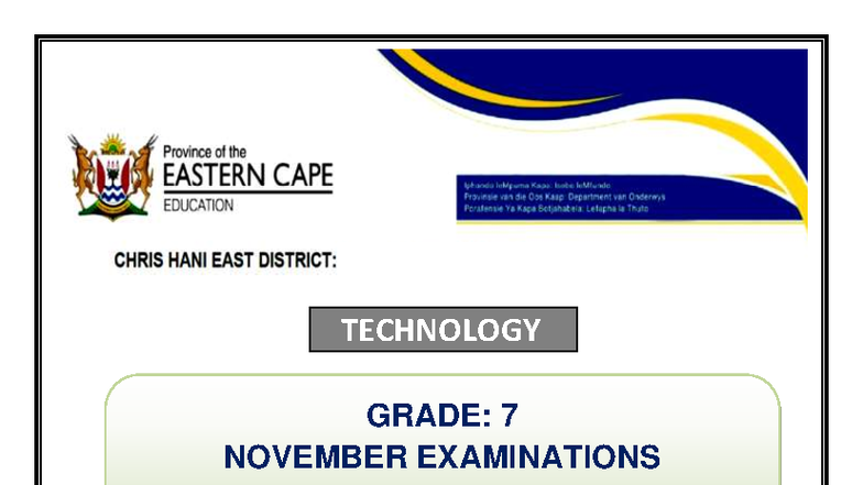 Technology Grade 7 Term 4 November Exam Marking Guide 2025 - Studocu