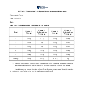 PHY 101L M2 Kinematics Lab Report - Copy - Kinematics Date: 12 Mar 2022 Activity 1: Graph and ...
