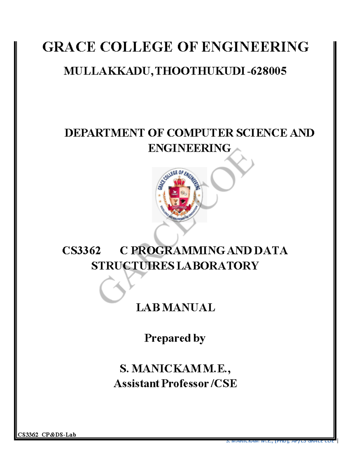 CS3362 C Programming and Data Structures Lab Manual - Studocu