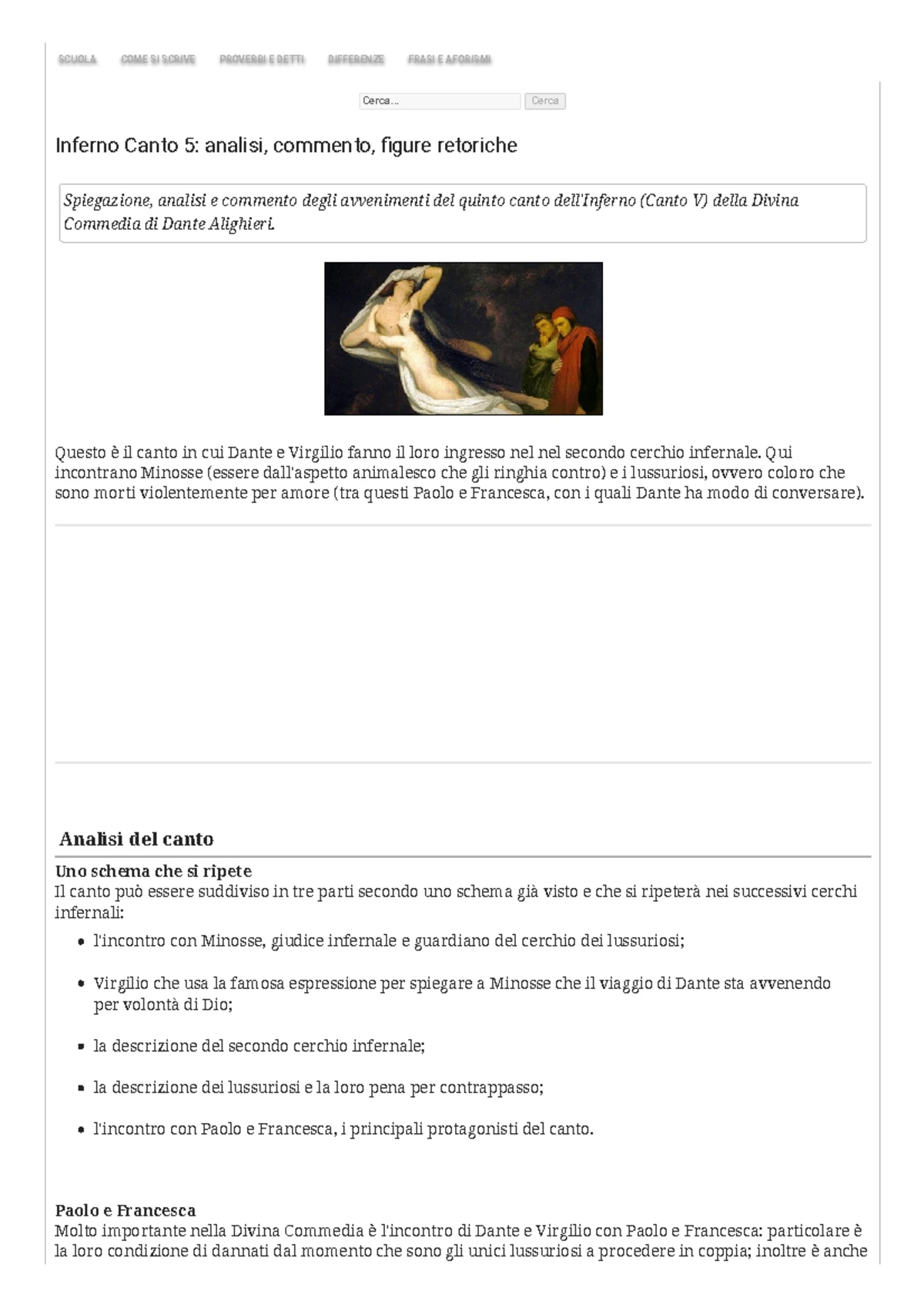 Inferno Canto 5 analisi, commento, figure retoriche • Scuolissima ...