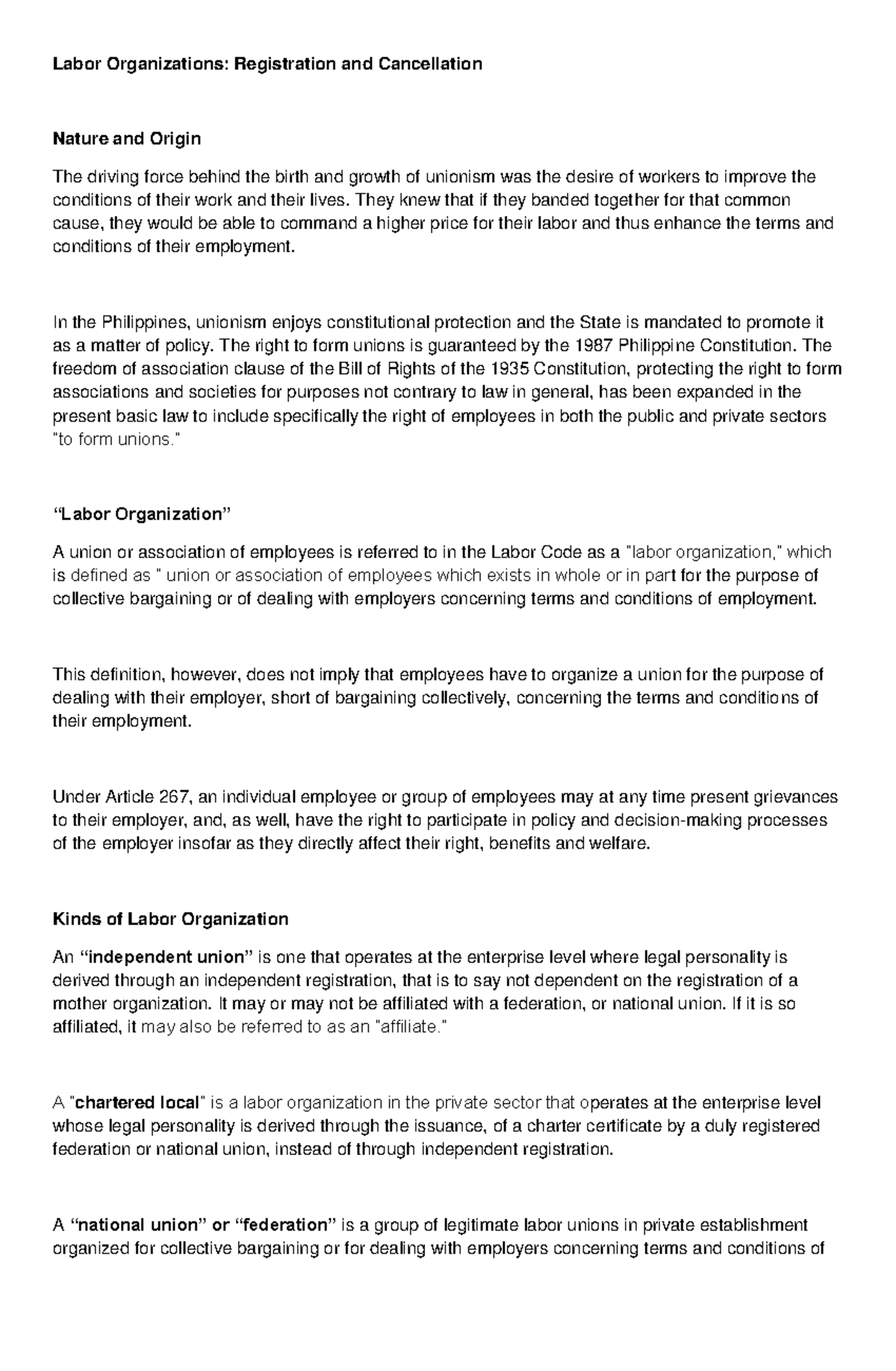 Labor-Organizations - this notes is about labor organizations ...