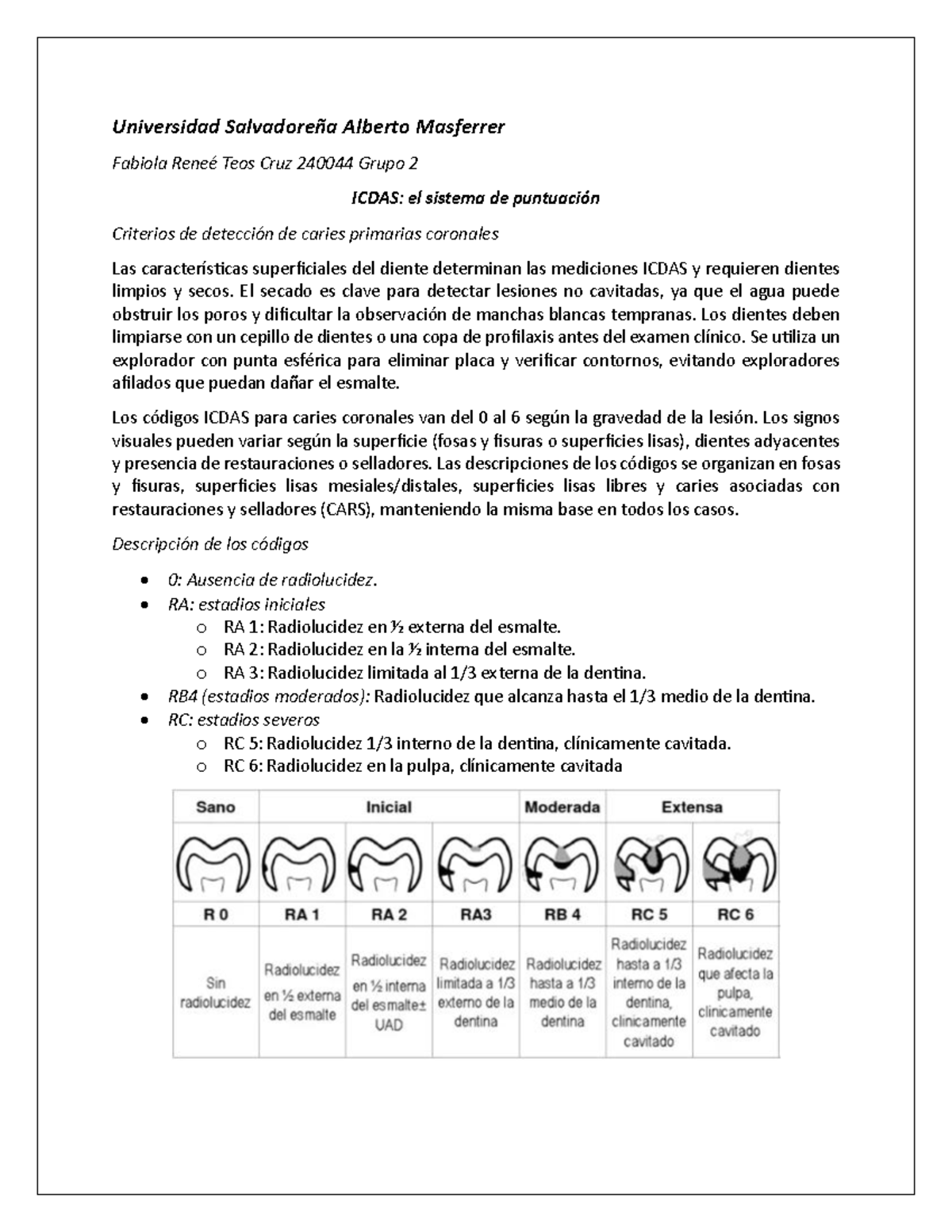 ICDAS: Criterios de Detección de Caries Primarias y Radiografías - Studocu