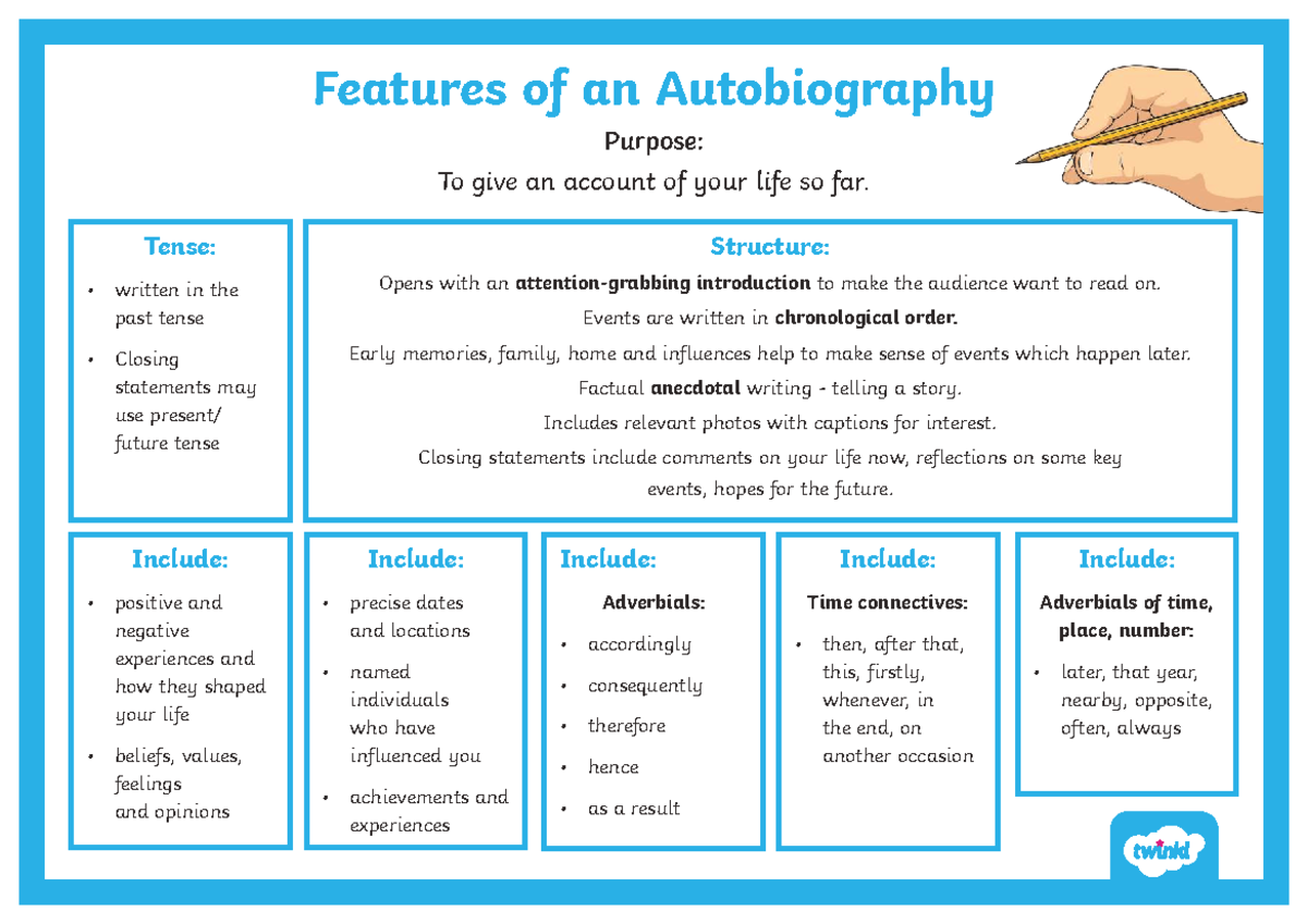 T2-E-1570: Features of an Autobiography - Word Mat Guide - Studocu
