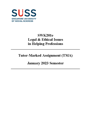 SWK201 JAN 2022 TOA - 2022 TOA questions - SWK201e Timed Online ...