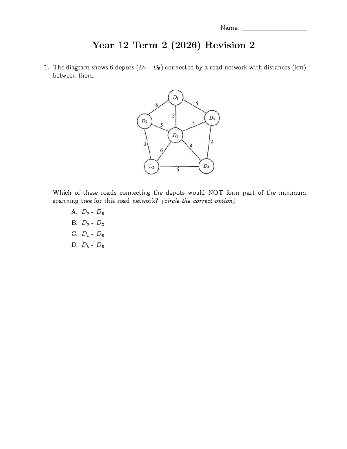 Year 12 Term 2 (2026) Mixed Quiz - 10 Minute Revision - Studocu