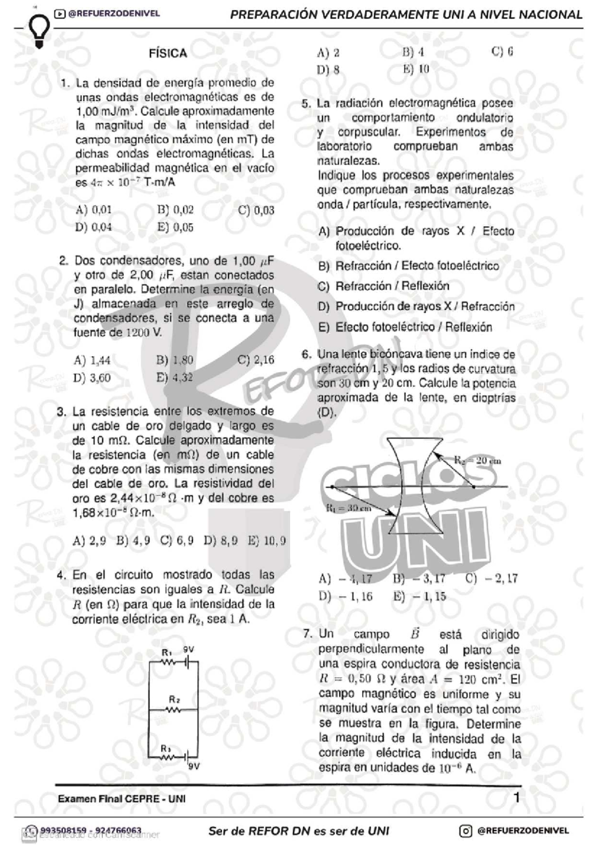 Examen Final CEPRE UNI 2025-1 (SIN Claves) - Studocu