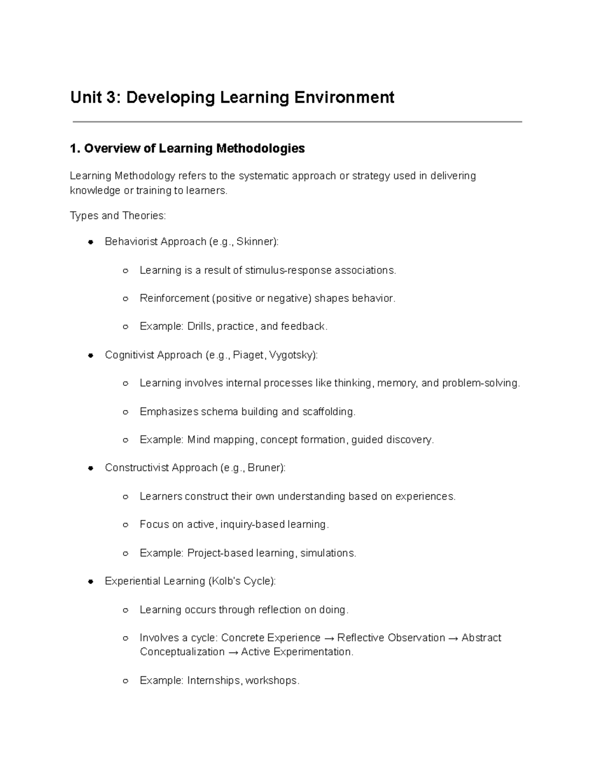 Unit 3 LDO: Developing Effective Learning Environments - Studocu