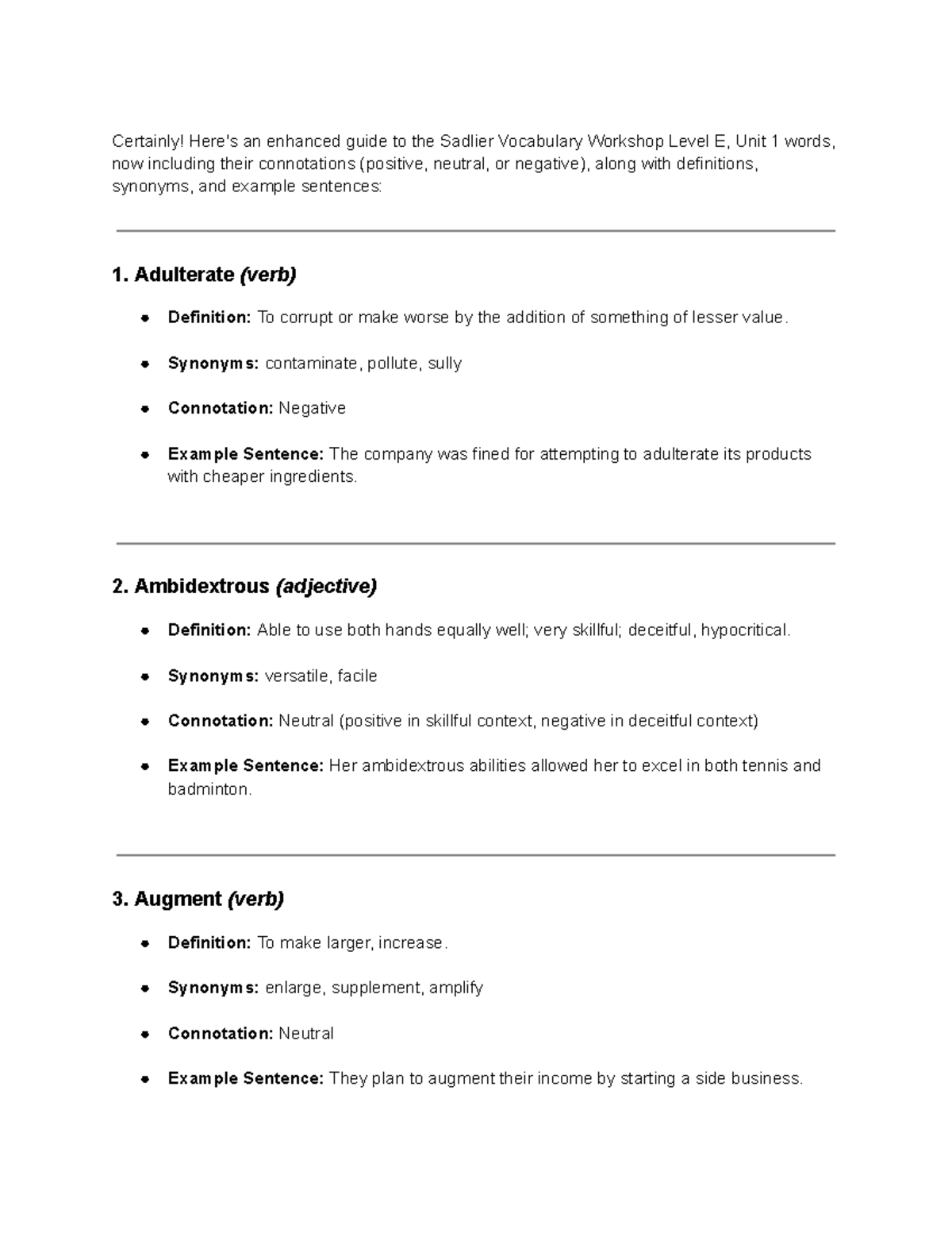 Sadlier Oxford Vocabulary Workshop Level E - Unit 1: Words & Usage ...
