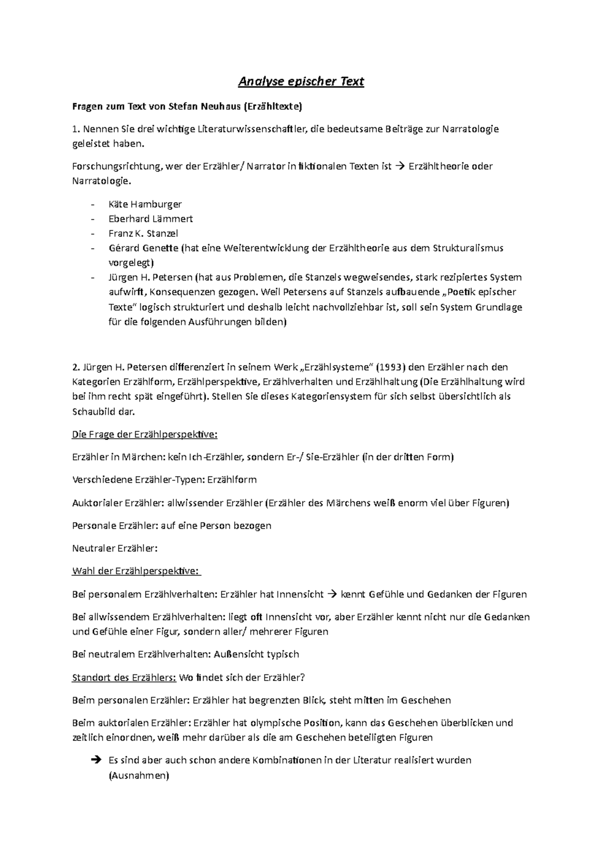 Analyse epischer Texte - Analyse epischer Text Fragen zum Text von ...