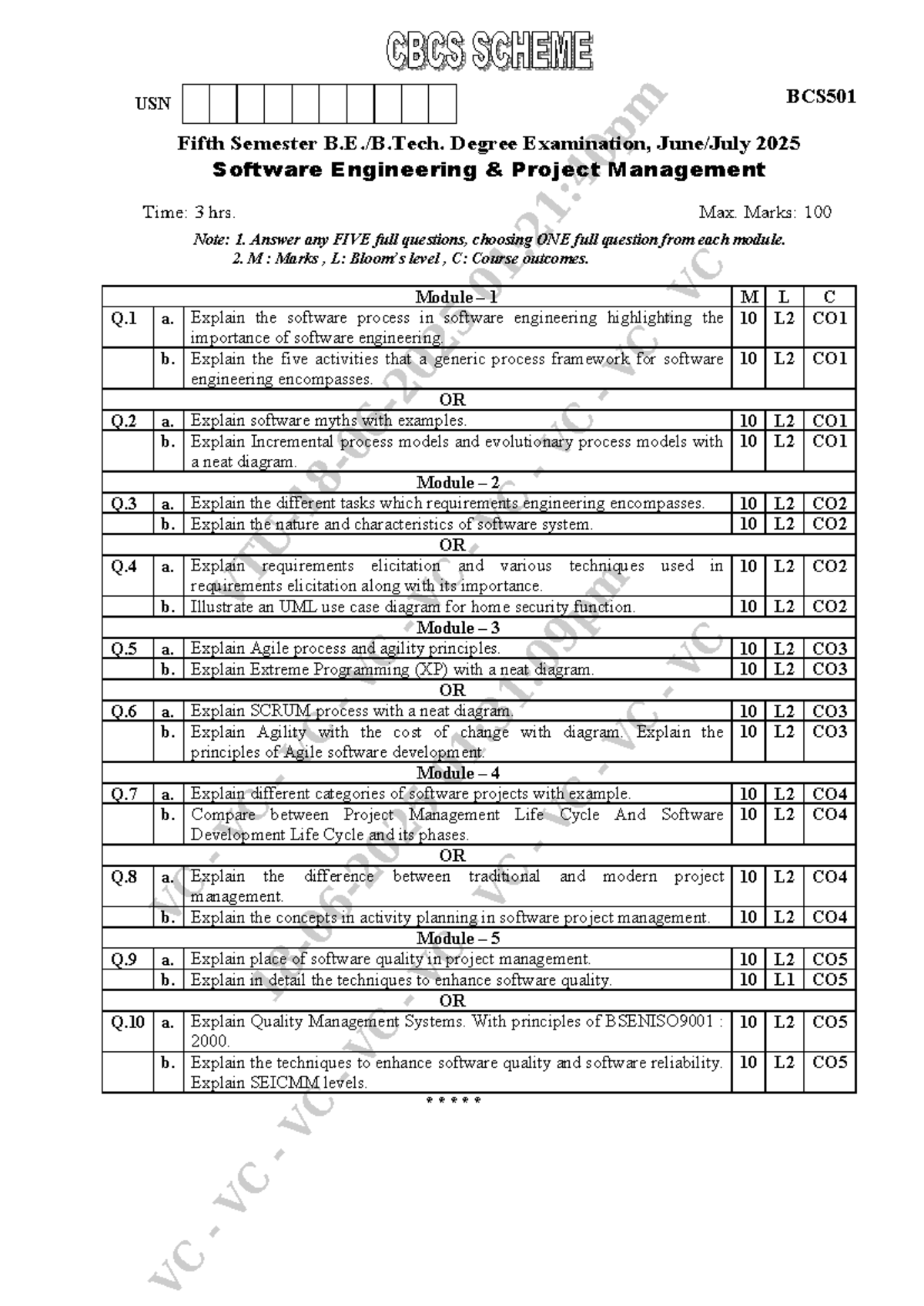 BCS501 Final Exam - Software Engineering Project Management 2025 - Studocu