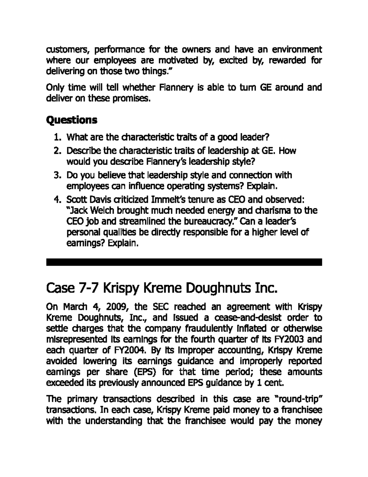 Case 7-7 Krispy Kreme Doughnuts Incorporated - customers, performance ...