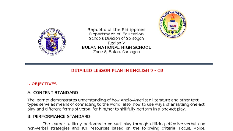 M2 - Detailed Lesson Plan on Persuasive Texts for English 9 - Studocu