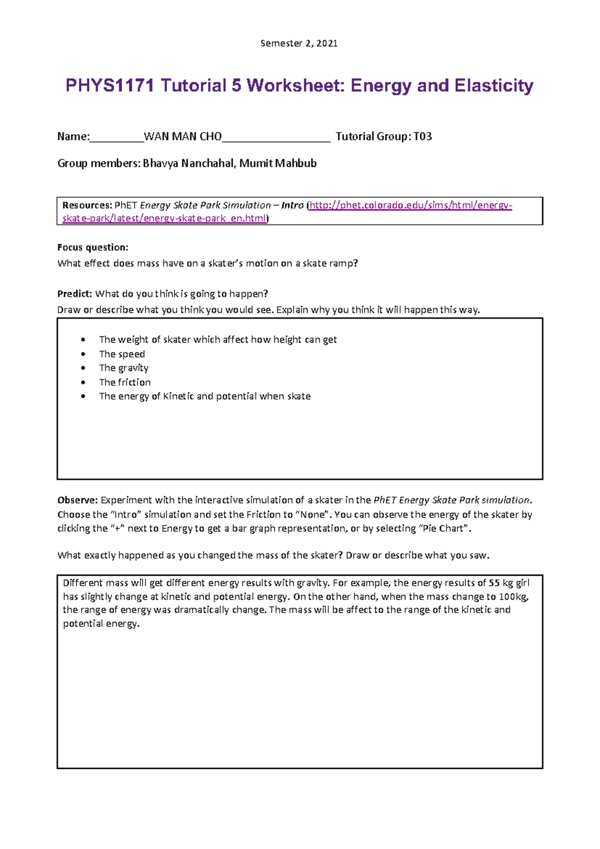 Tutorial 05 - PHYS1171 - UQ - Studocu