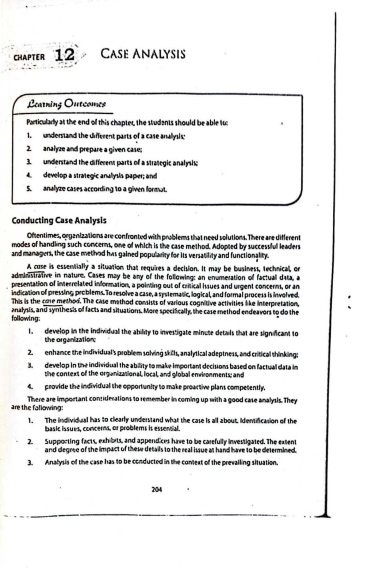 CBME- Chapter 12: Case Analysis and Strategic Evaluation - Studocu