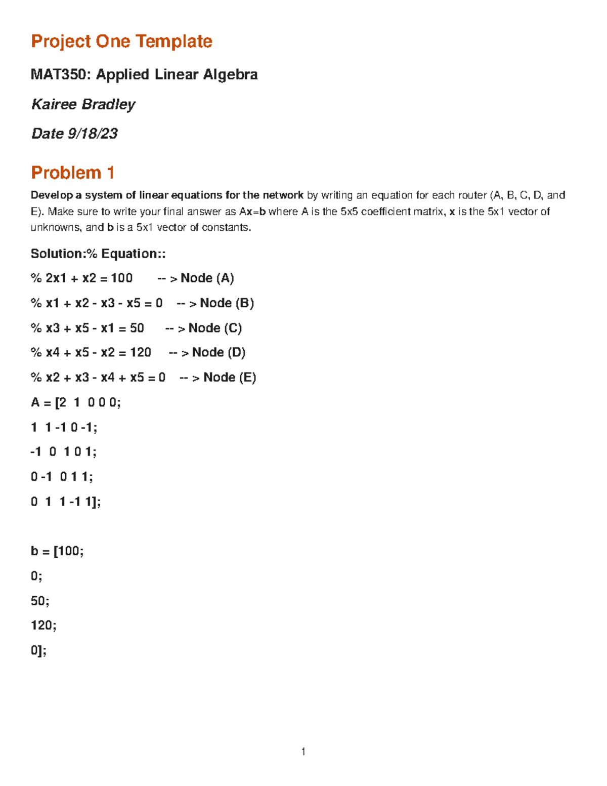 MAT350 Final Project One Template: Linear Algebra Network Analysis ...