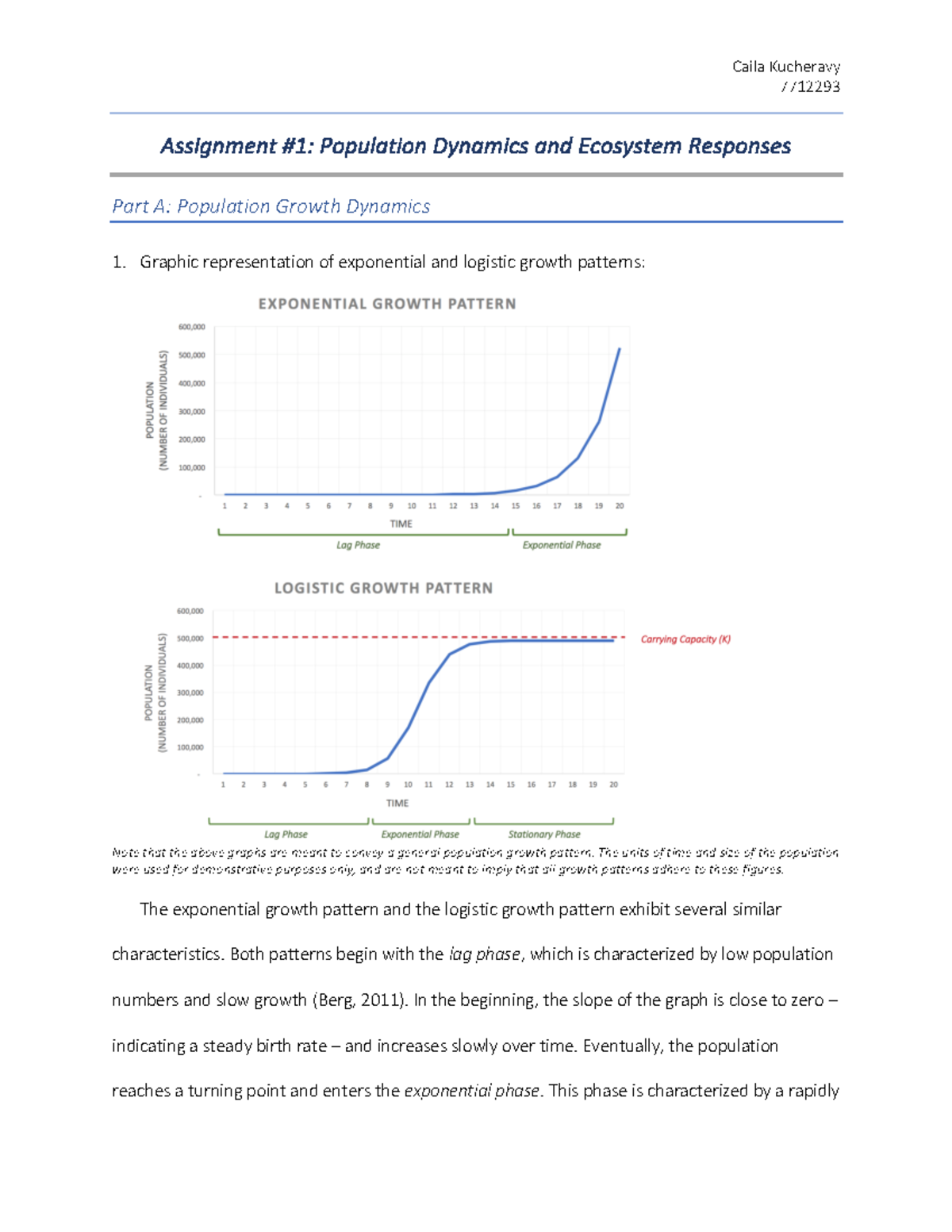 Population Dynamics & Ecosystem Responses (BIOL 101) - Assignment 1 PDF ...