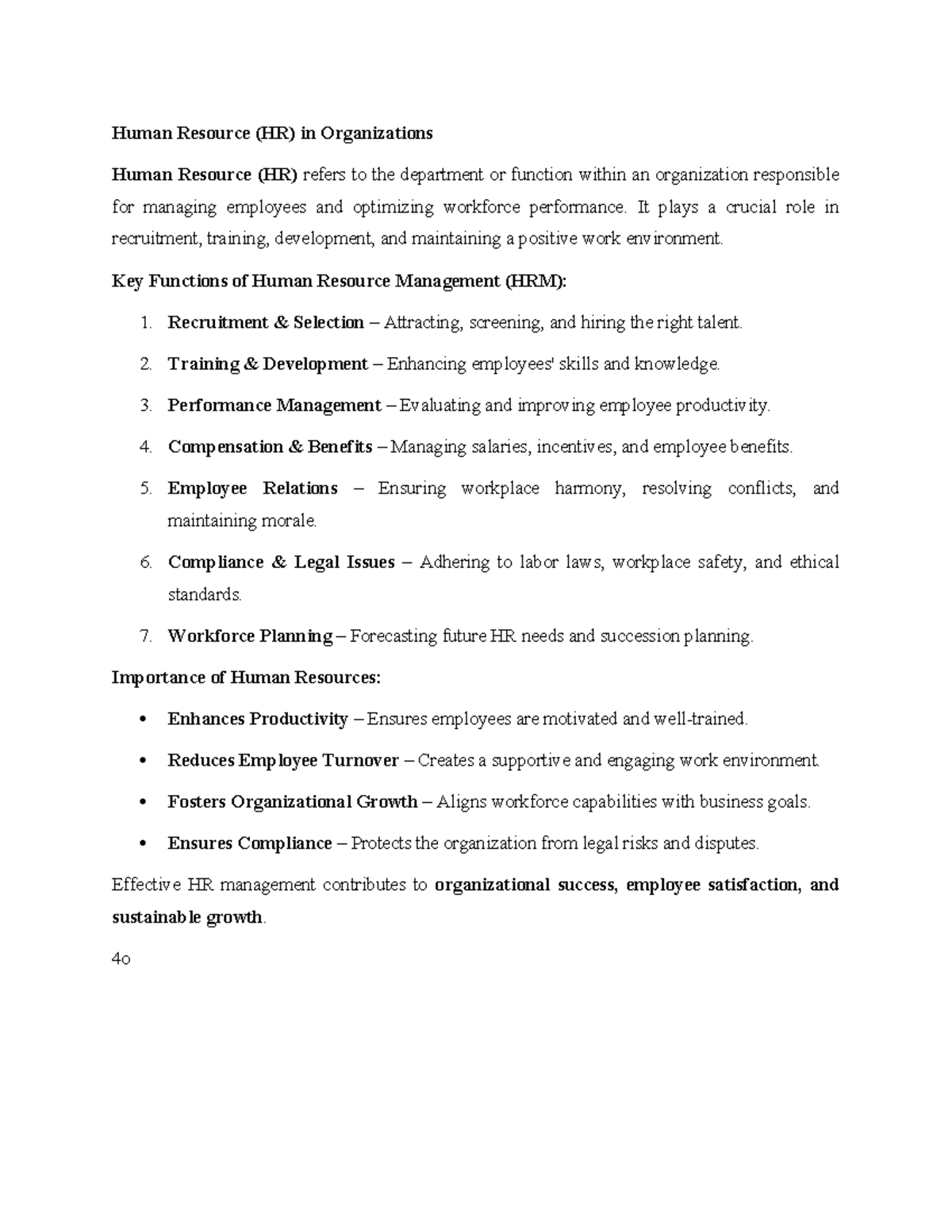 Human - learn - Human Resource (HR) in Organizations Human Resource (HR) refers to the ...