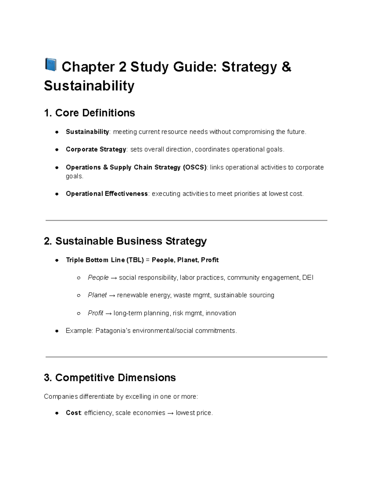 Study Guide: OPM Chapter 2 - Strategy and Supply Chain Management - Studocu