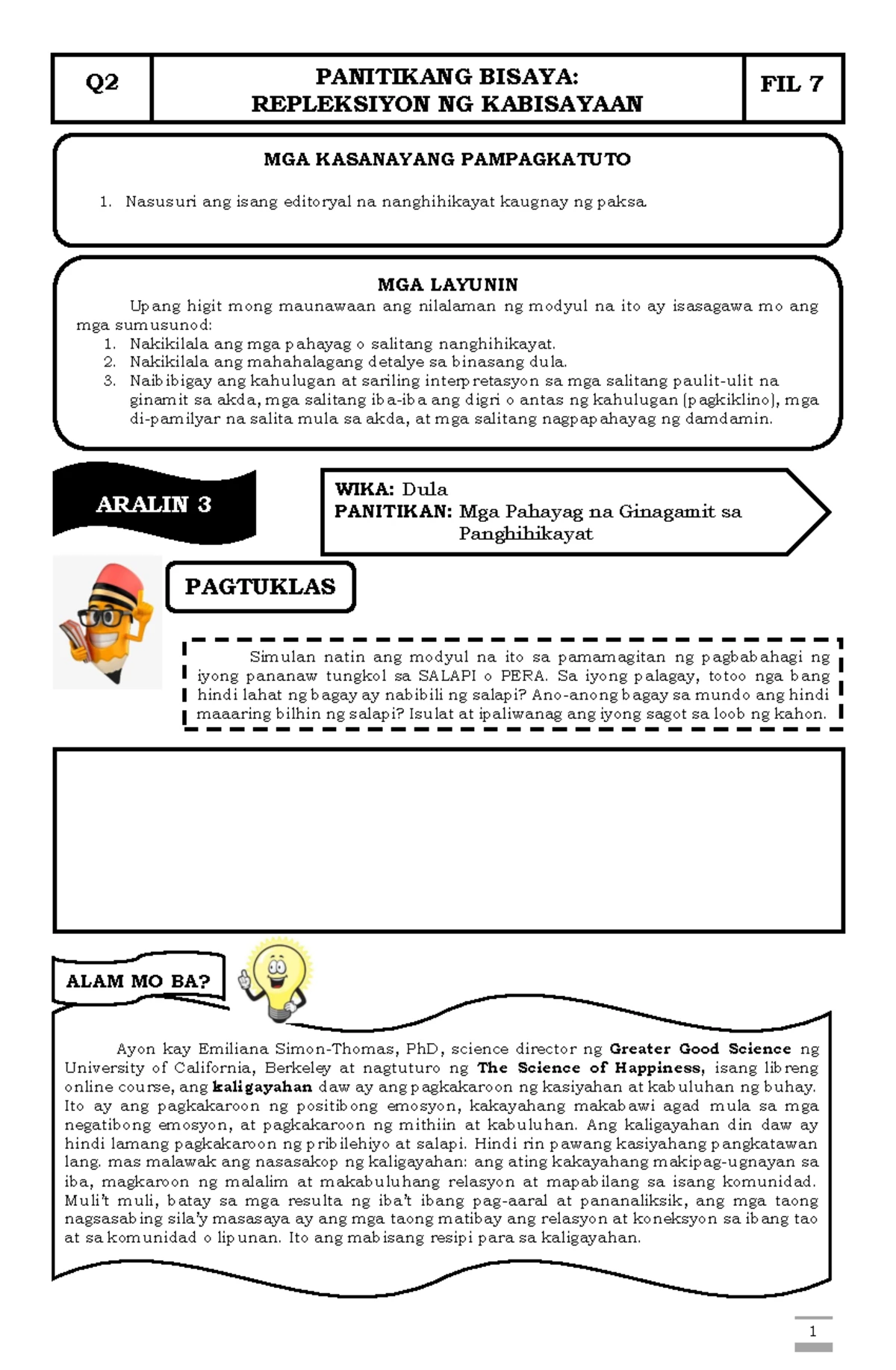 Q1-Filipino-10 Module-6 - Filipino Unang Markahan Sariling Linangan Kit ...