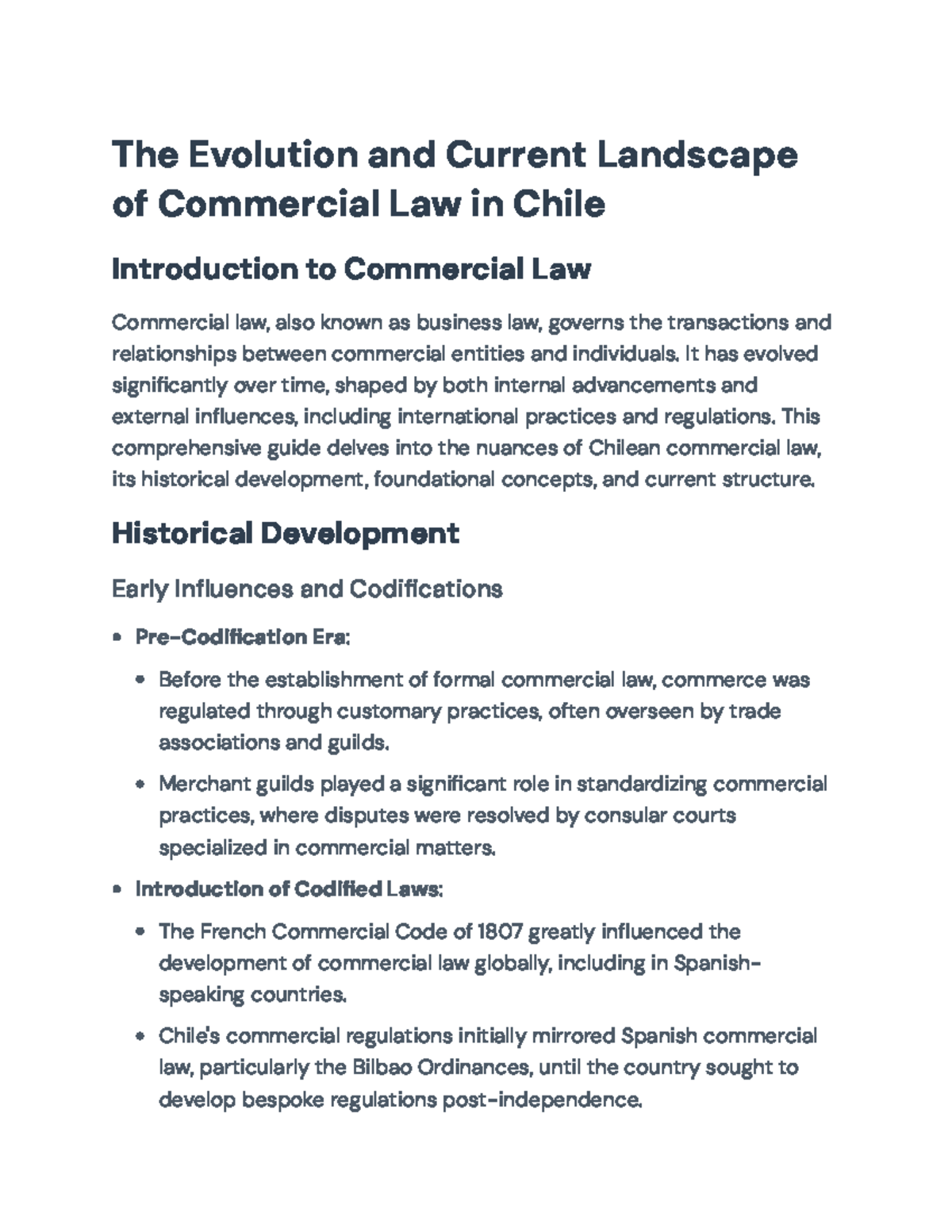 Chilean Commercial Law: Evolution, Structure & Modern Trends Overview ...