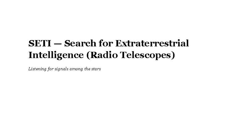 A34 - Astronomy Lesson: SETI and Radio Telescopes Overview - Studocu