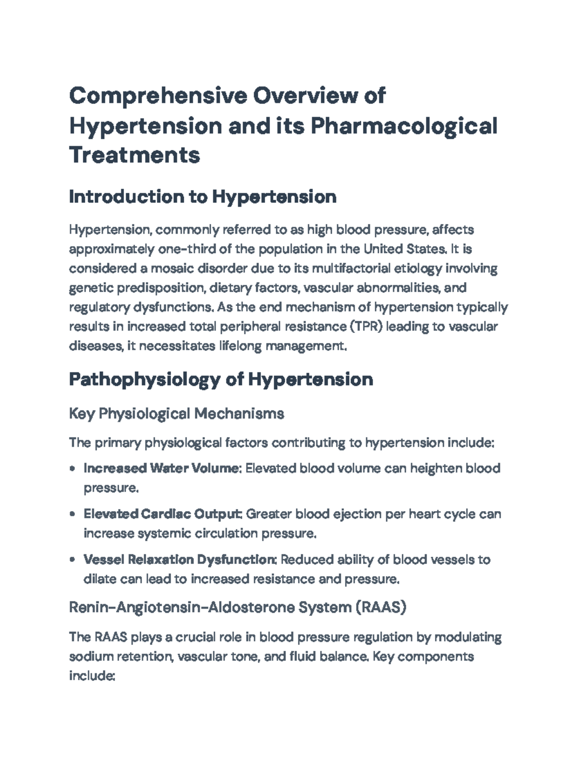 Comprehensive Overview of Hypertension and Pharmacological Treatments ...