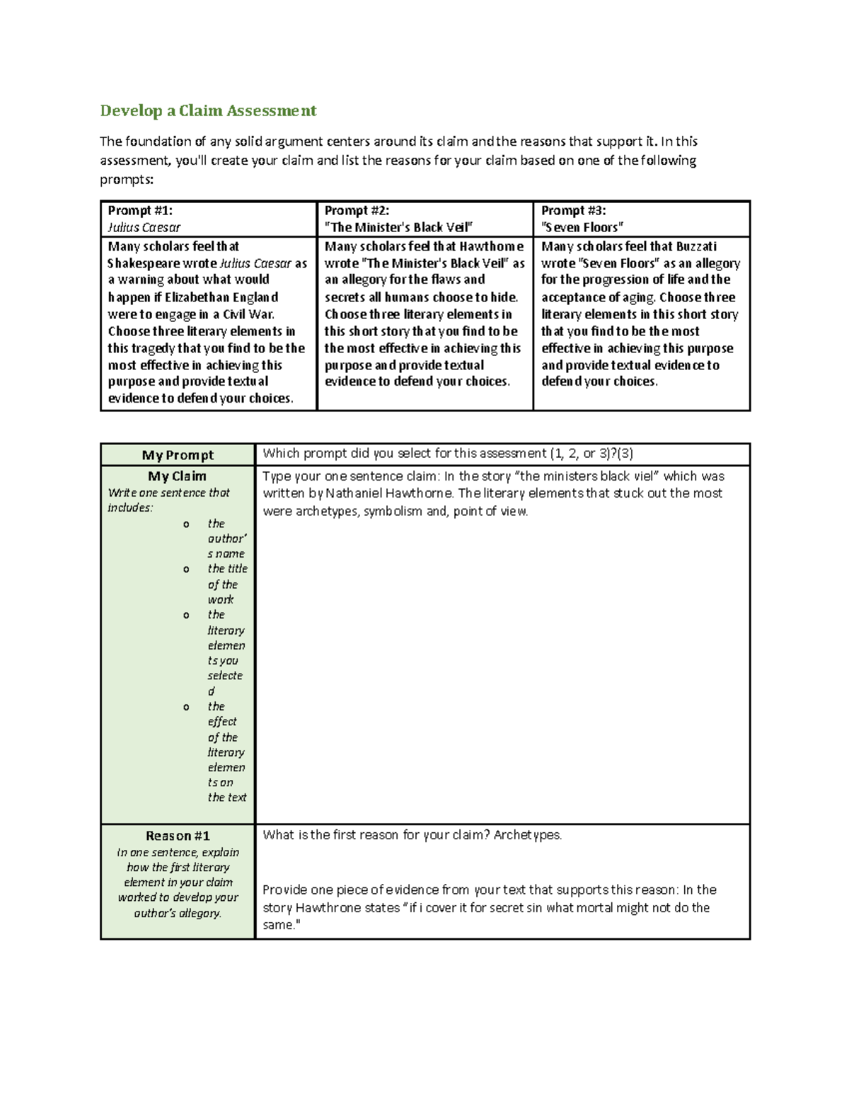 Document 1 - ggg - Develop a Claim Assessment The foundation of any ...