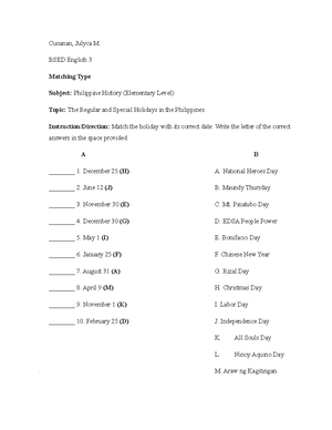 Sample Identification Questions - Assessment in Learning 1 - Cunanan ...