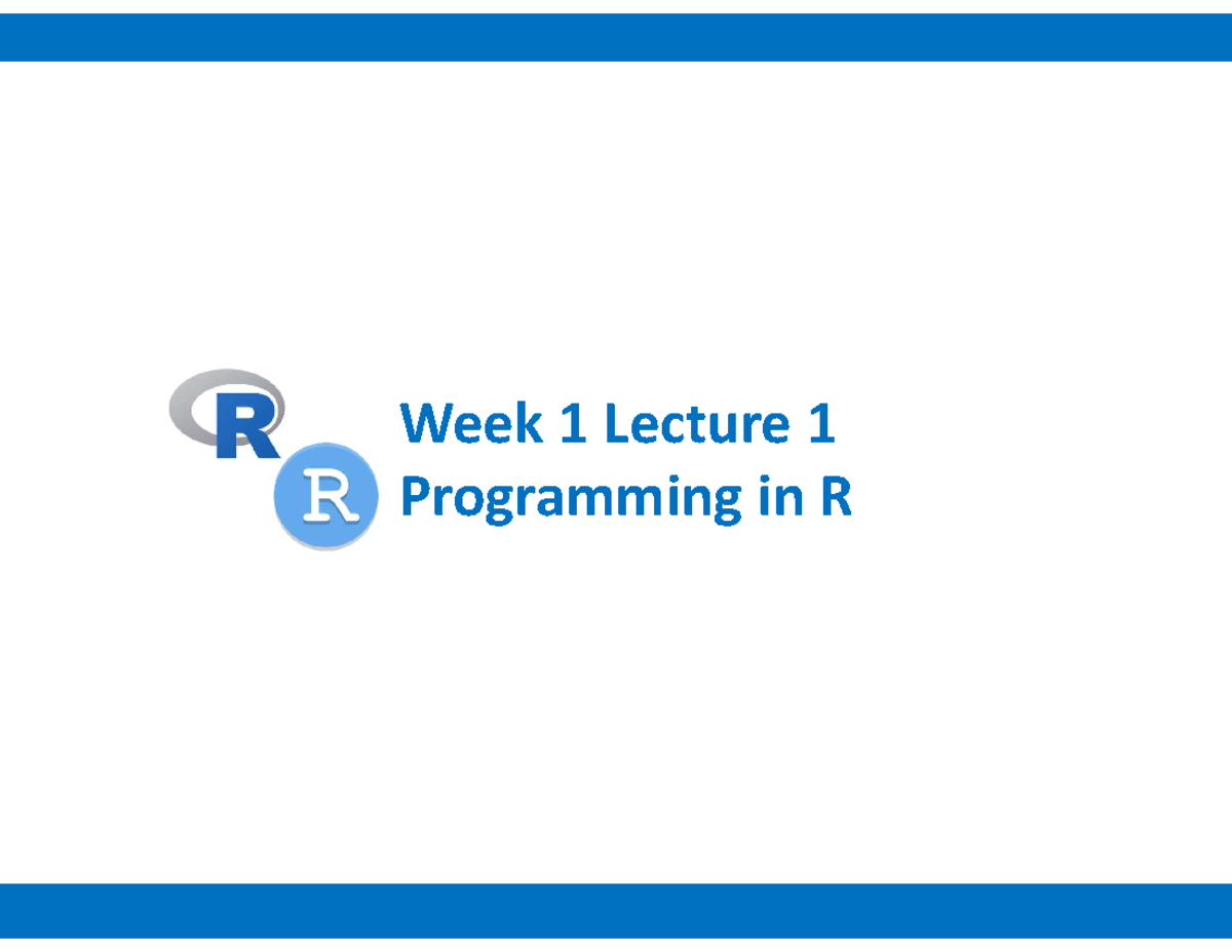 STk 353 - Week 1 Lecture 1: Intro to R Programming Concepts - Studocu
