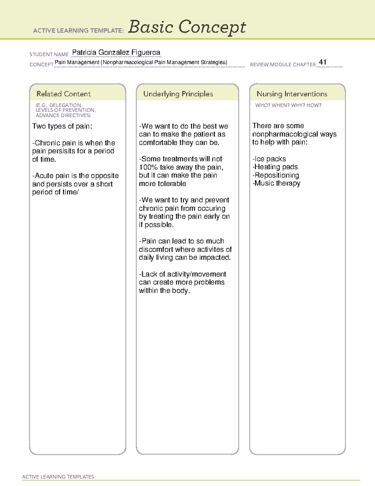Basic Concept Template - Pain Management Overview and Interventions ...