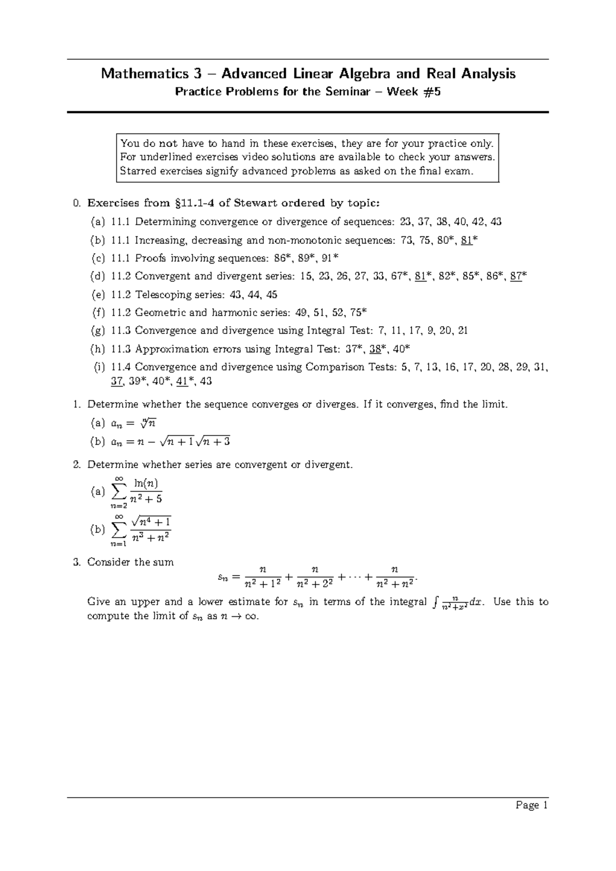 Mathematics 3 Seminar Week 5 - Advanced Linear Algebra Practice ...