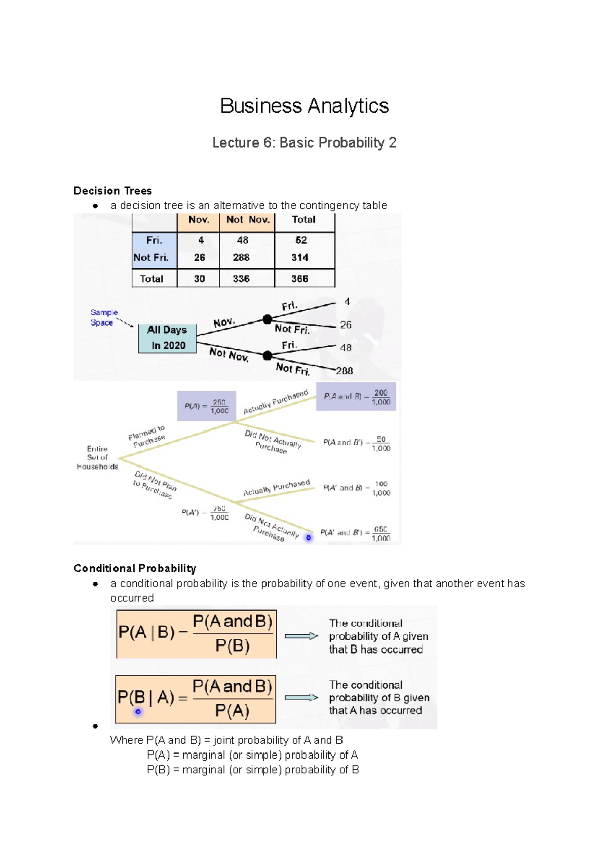 Lecture 6 Basic Probability 2 - Business Analytics Lecture 6: Basic ...