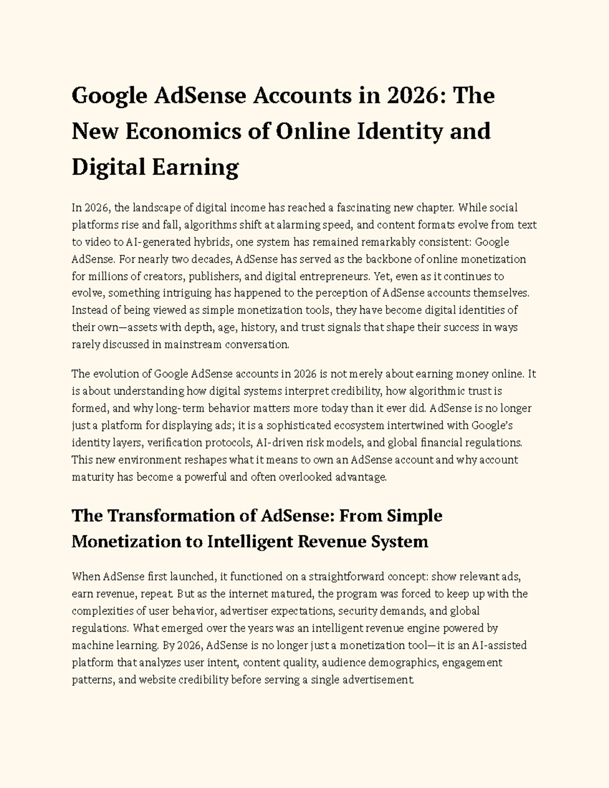 Google AdSense Accounts: Where to Buy Low-Cost Options in 2026 - Studocu